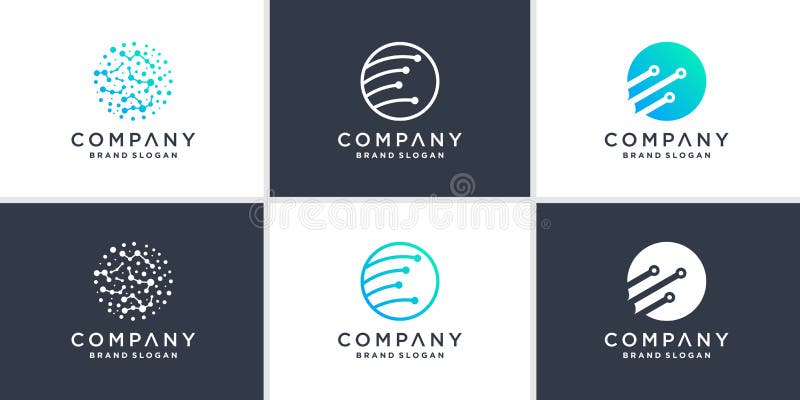 Set of Global Tech Logo Template with Modern Style Premium Vector Stock ...