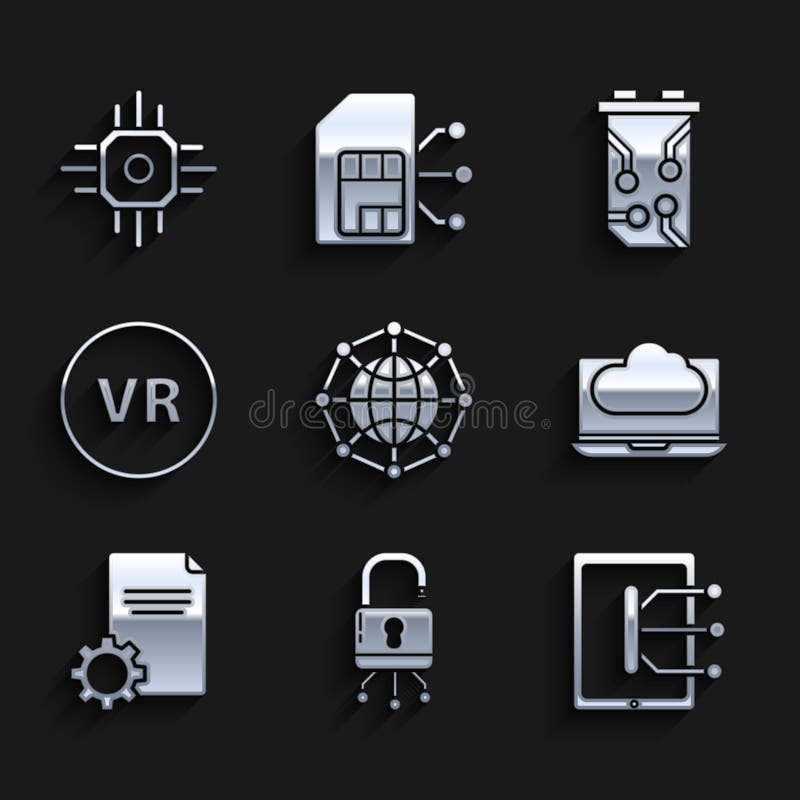 Set Global Technology or Social Network, Lock on Digital Circuit Board ...