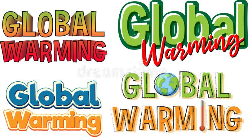 Set of Global Warming Banner Sign Stock Vector - Illustration of planet ...