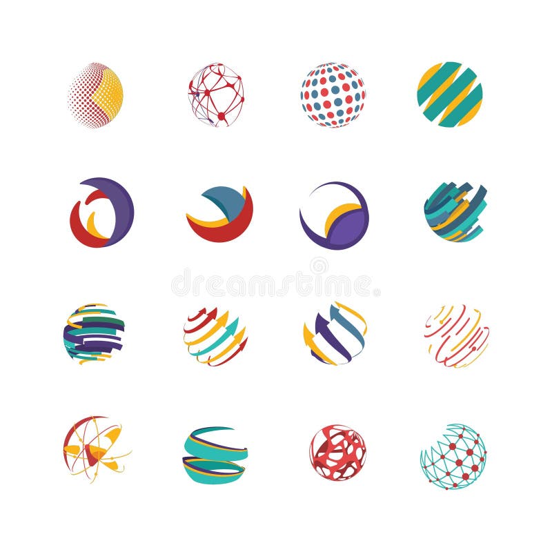 Set of Globe Design Icons. Vector Illustration Decorative Design Stock ...
