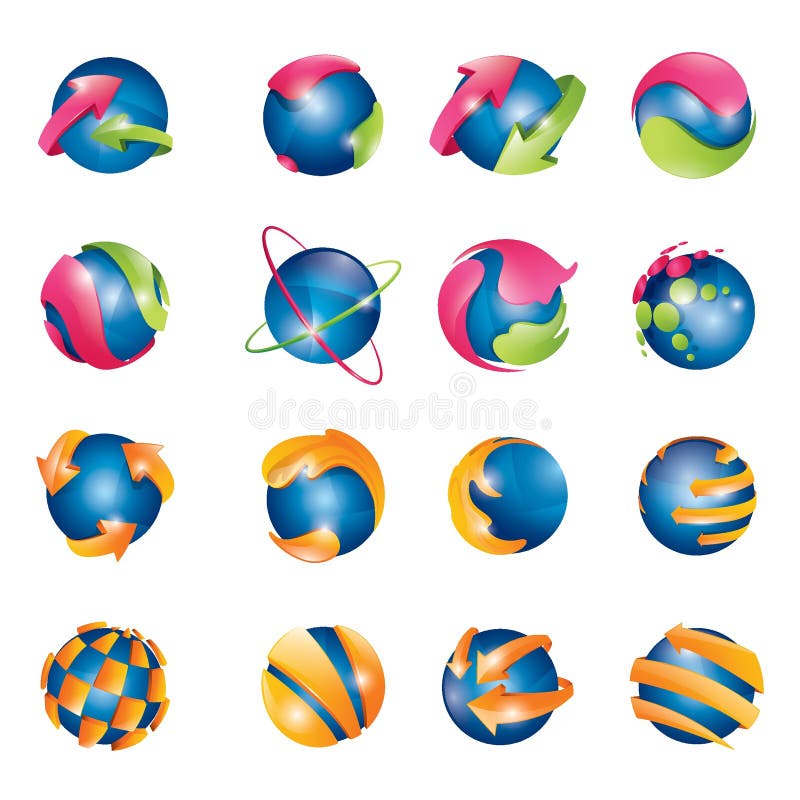 Set of Globe Design Icons. Vector Illustration Decorative Design Stock ...