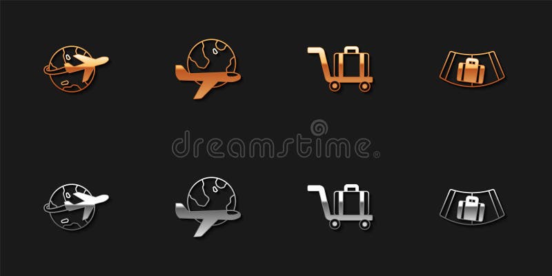 Set Globe with Flying Plane, , Trolley Baggage and Conveyor Belt ...