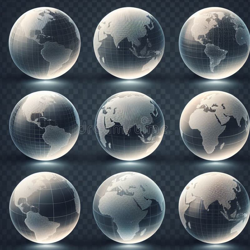 Set of Globes Isolated. Vector Illustration. World Map Stock ...