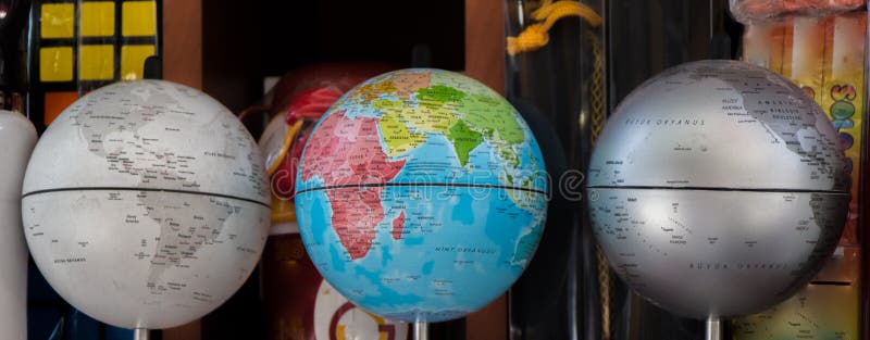 Set of Globes of Various Types Stock Photo - Image of world, school ...
