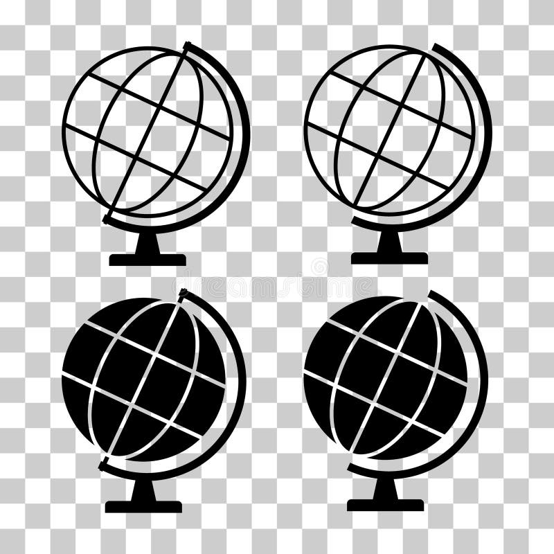 Set of Globus Map Icon, Earth Sign Globe Symbol, Website Design Concept ...