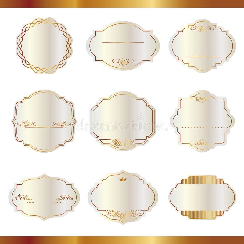Set of gloss golden labels stock vector. Illustration of elegant ...