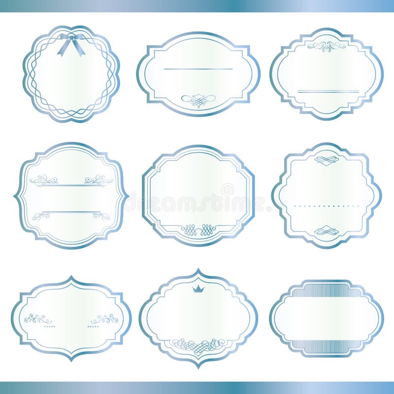 Set of Gloss Pale Blue Labels Stock Vector - Illustration of blank ...