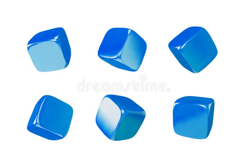 Set of Glossy Blue Square Cubes with Soft Corners Falling, Different ...