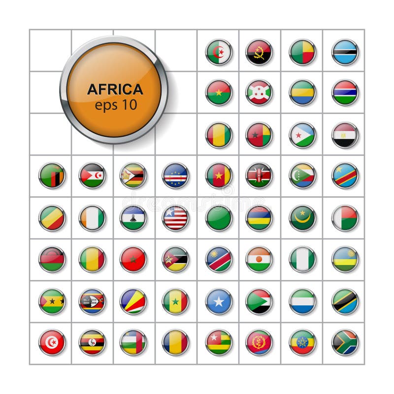 Set of Glossy Button Flags. Africa. Illustrations. 10 Eps Stock ...