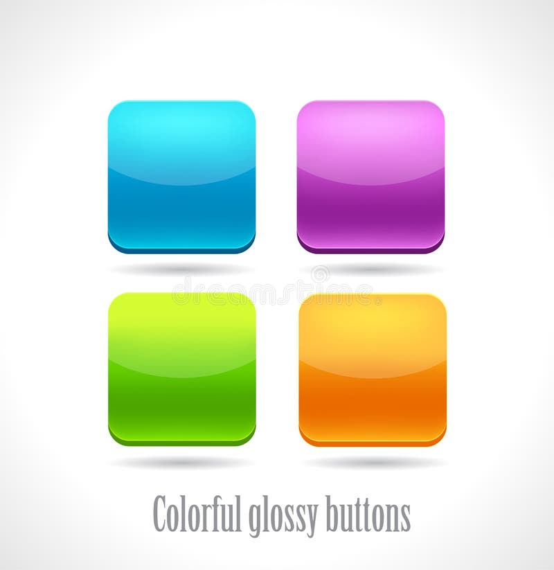 Set of glossy button icons stock vector. Illustration of glass - 113048170