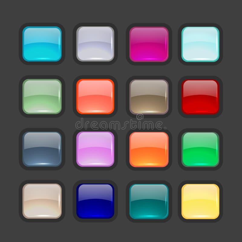 Set of Glossy Button Icons for Your Design Stock Vector - Illustration ...