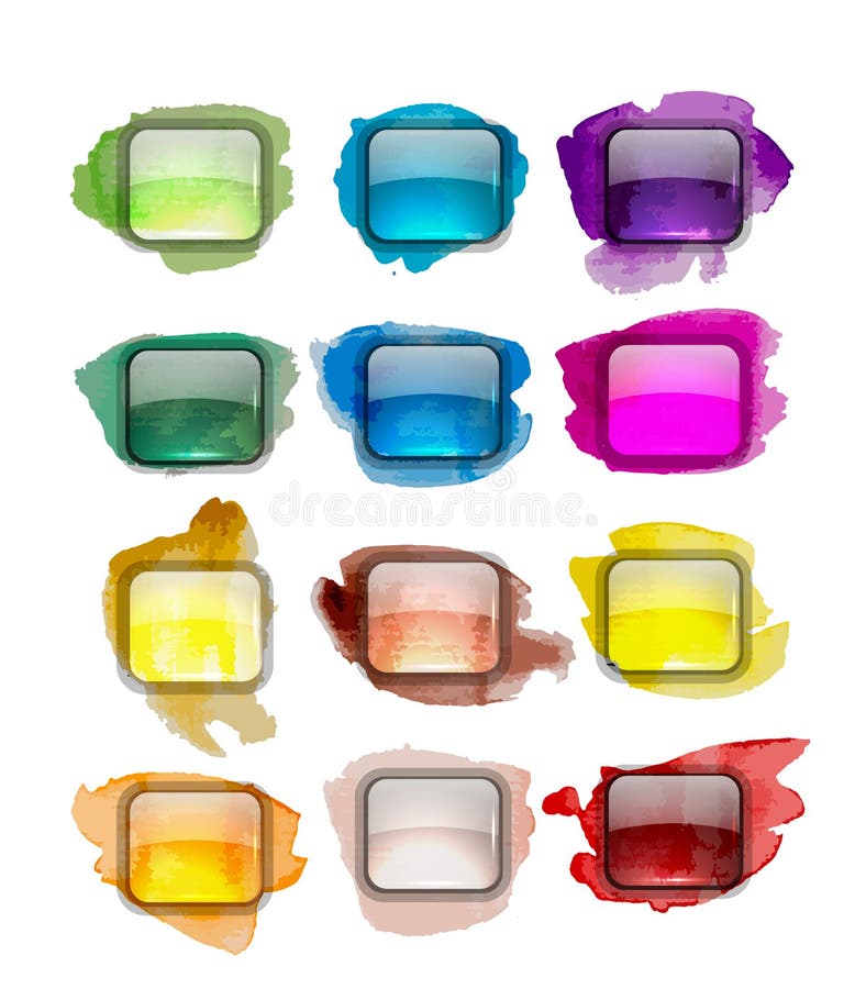 Set of Glossy Button Icons for Your Design Stock Vector - Illustration ...