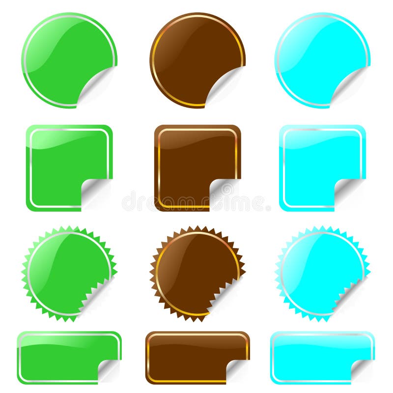 Set of Glossy Labels in Various Shapes Stock Vector - Illustration of ...