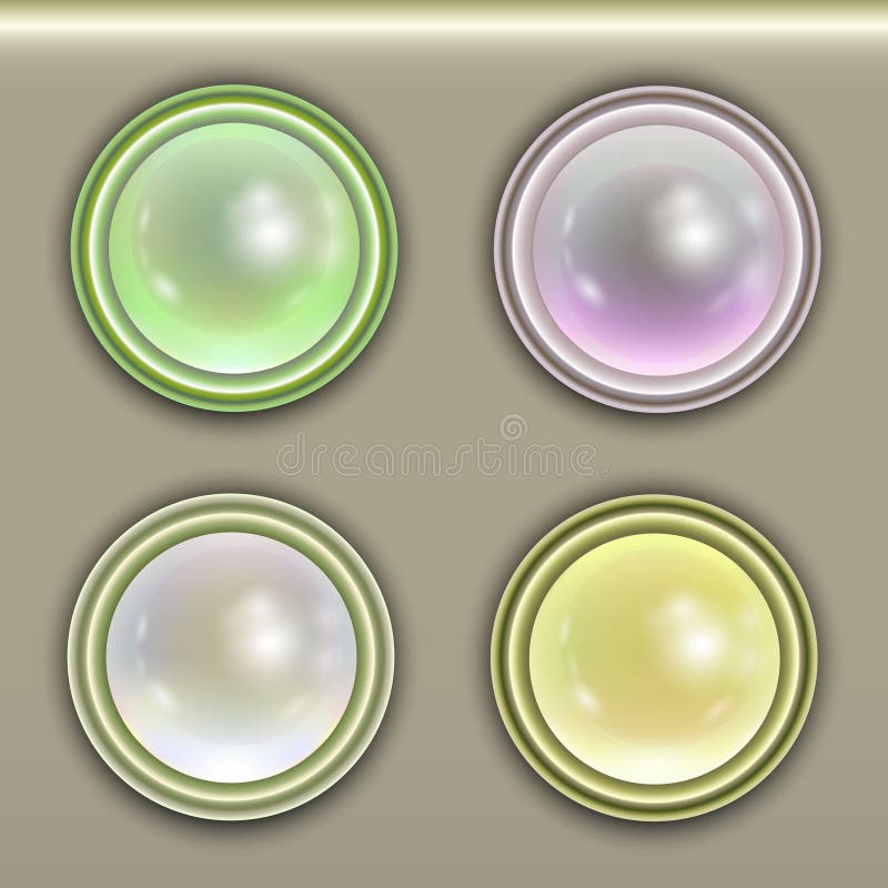 A Set of Glossy Light Web Buttons in Pastel Colors Stock Vector ...