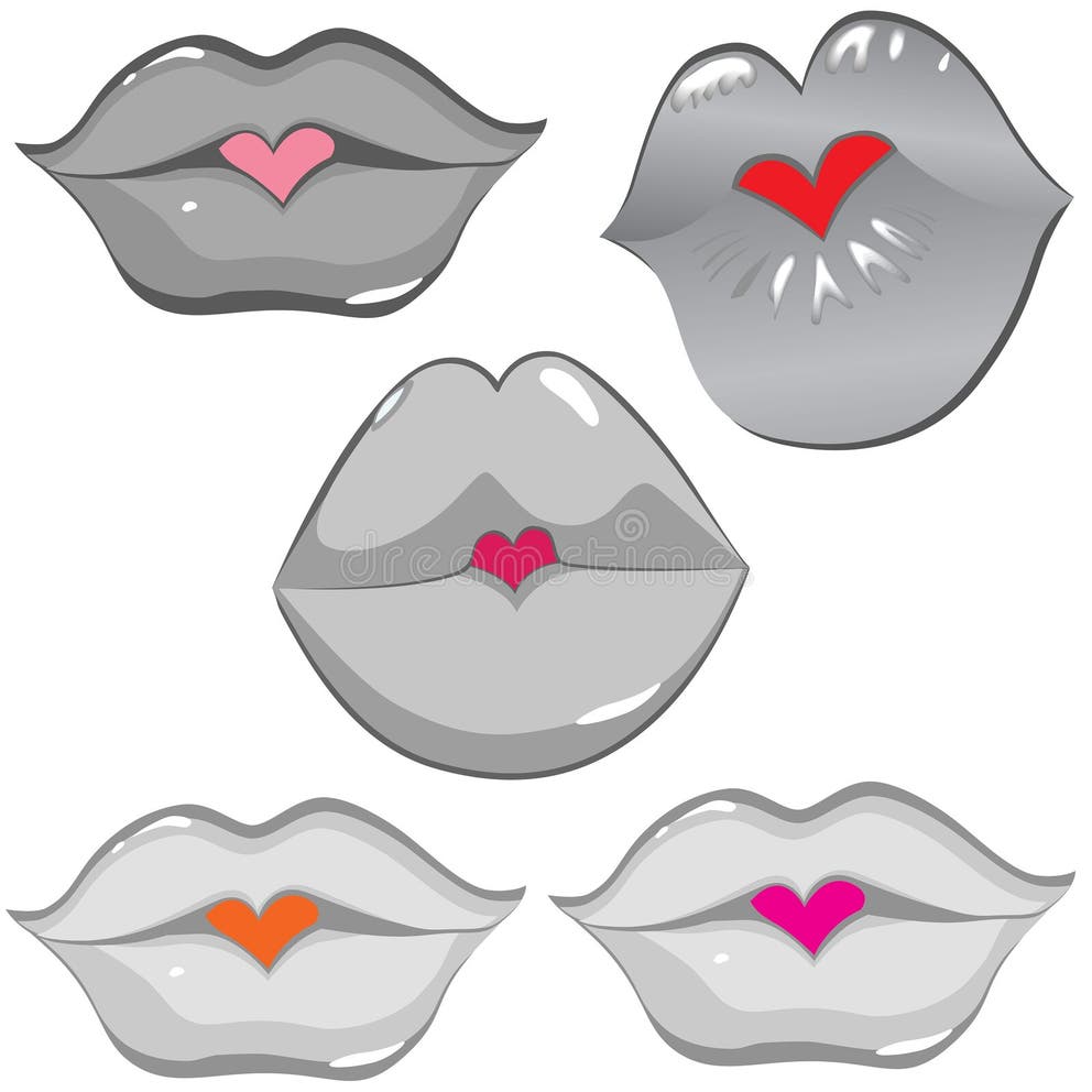 Glossy Kiss Lips Set Tender Stock Illustrations 7 Glossy Kiss Lips