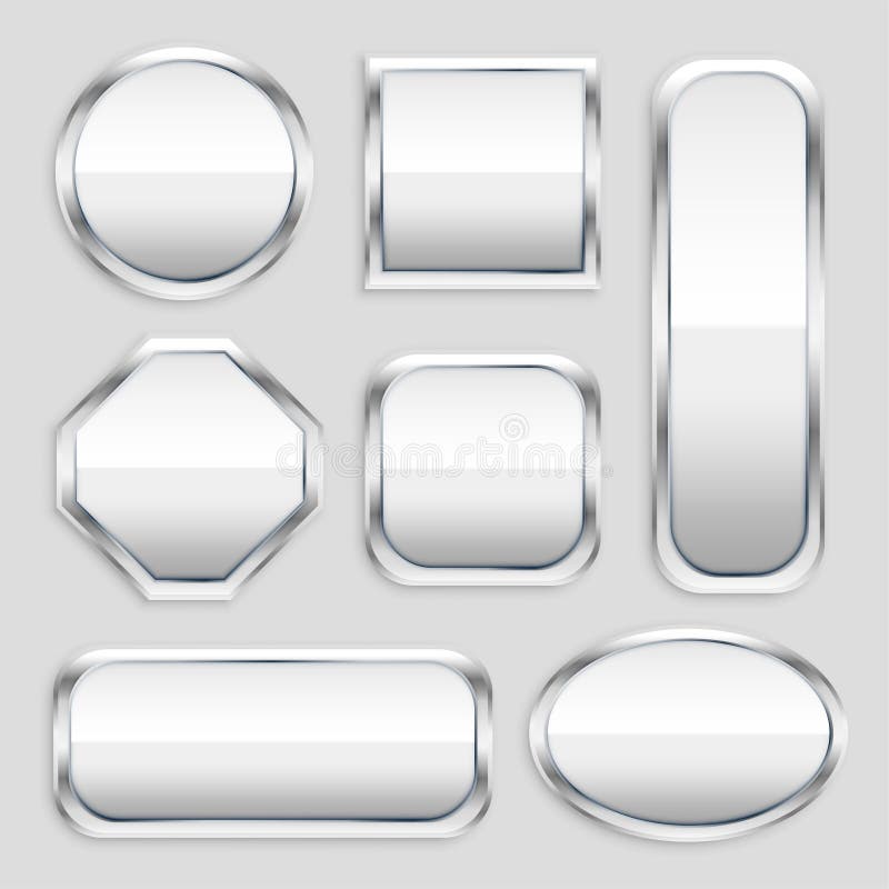 Set of Glossy Metal Button in Different Shapes Stock Vector ...