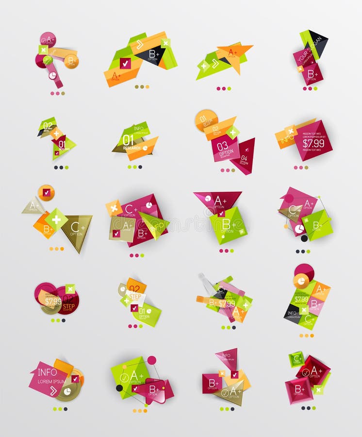 Set of Glossy Paper Style Geometric Abstract Stock Vector ...