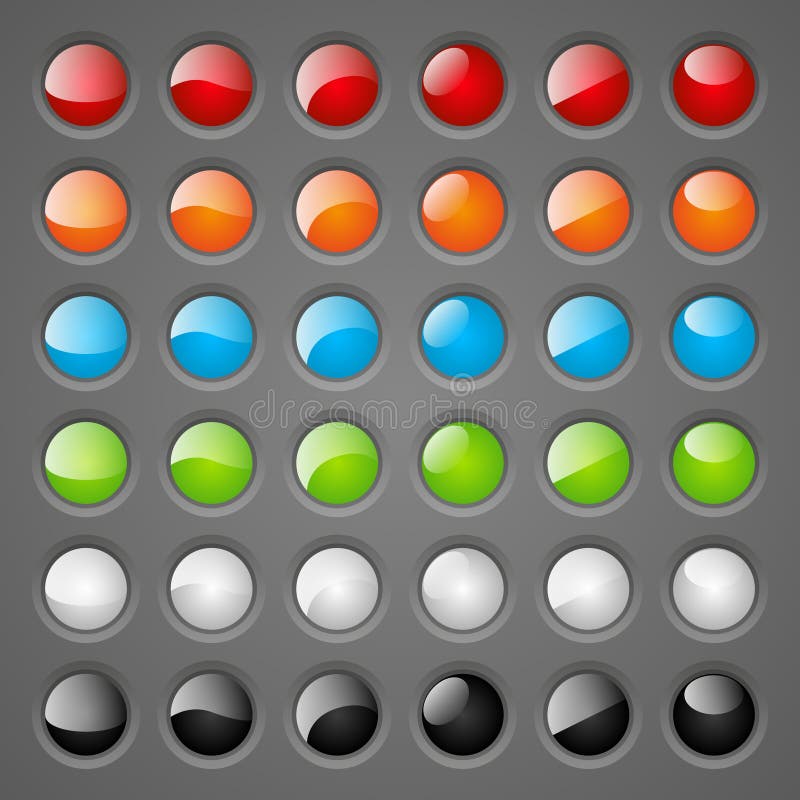 Set of round buttons stock vector. Illustration of glossy - 30074849