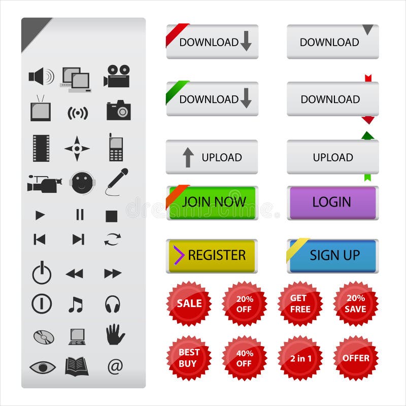 Multimedia icons stock vector. Illustration of button - 13851712