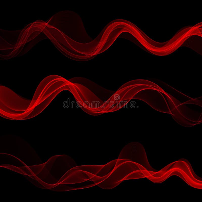 Abstract Waves Set, Transparent Red Horizontal Waves Stock Illustration ...