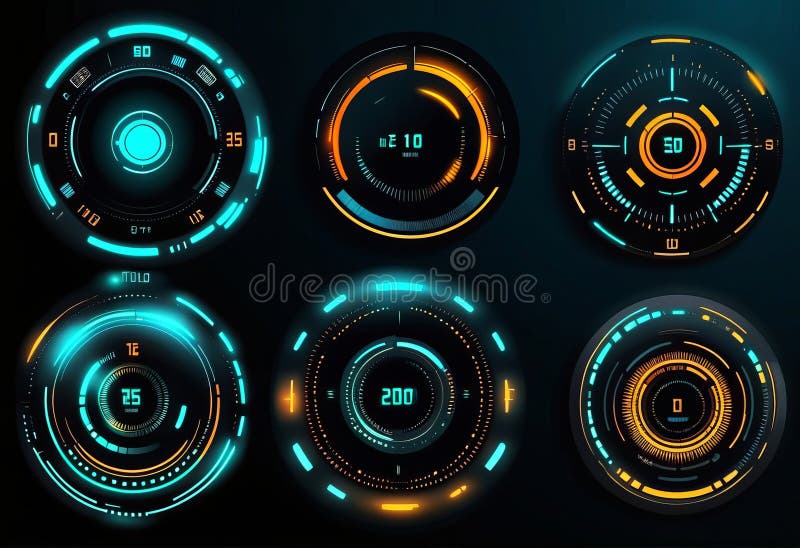 Set of Glowing HUD Rounds for Your Design.Set of Glowing HUD Rounds for ...