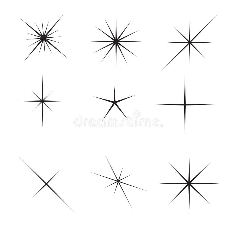 Set of Glowing Light Stars with Sparkles Vector Stock Vector ...