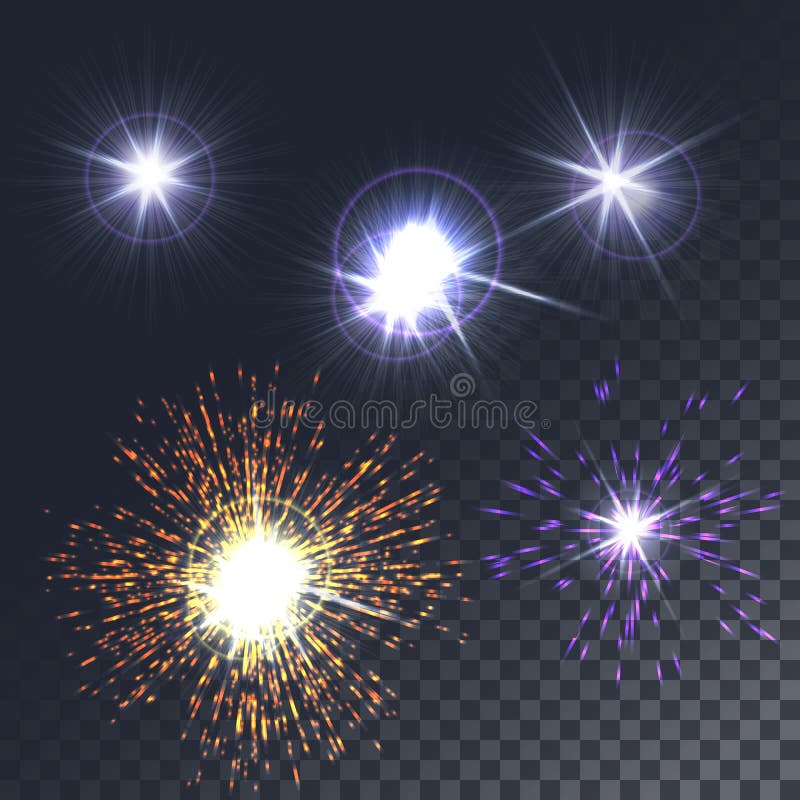 Set Glowing Lights, Stars, the Sun. the Special Effect Isolated Stock ...