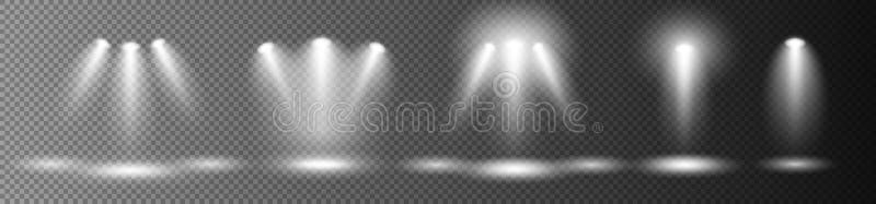 A Set of Glowing White Transparent Lighting Effects on a Dark ...