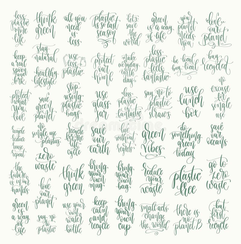 Set of 50 Go Green Quotes Calligraphy Designs Stock Vector ...