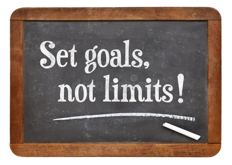 Set goals, no limits stock image. Image of blackboard - 51789529