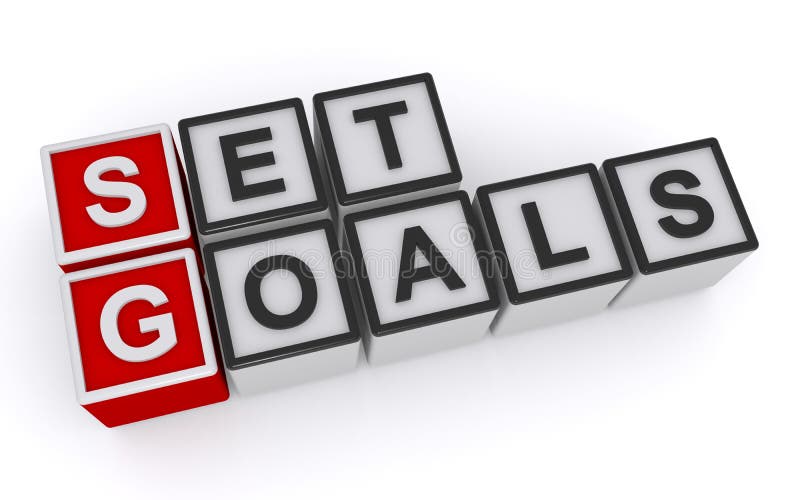Set goals word blocks stock illustration. Illustration of block - 184176654