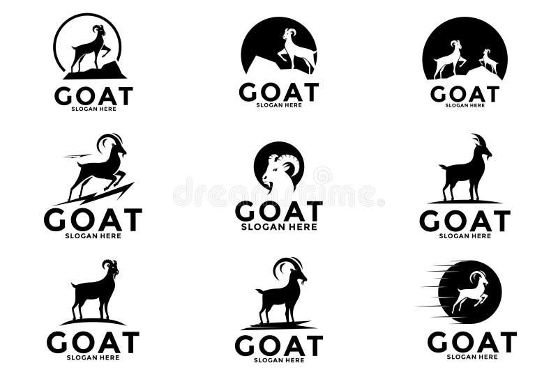 Set of Goat Vector Logo, Goat Mountain Logo Design Collection Stock ...