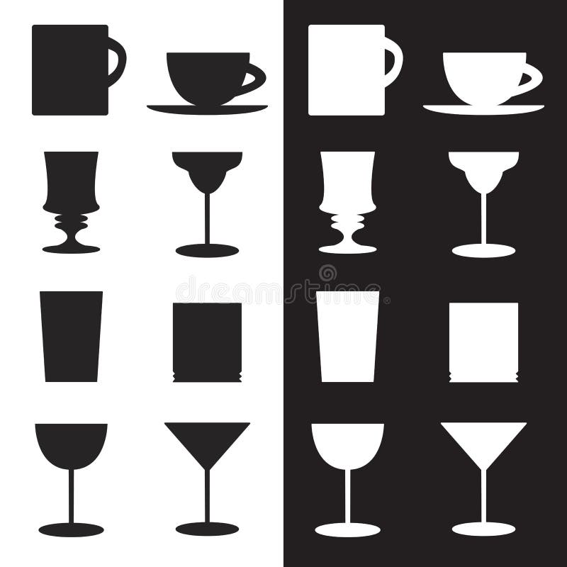 Set of Goblets, Cups, Glass Silhouettes Stock Illustration ...