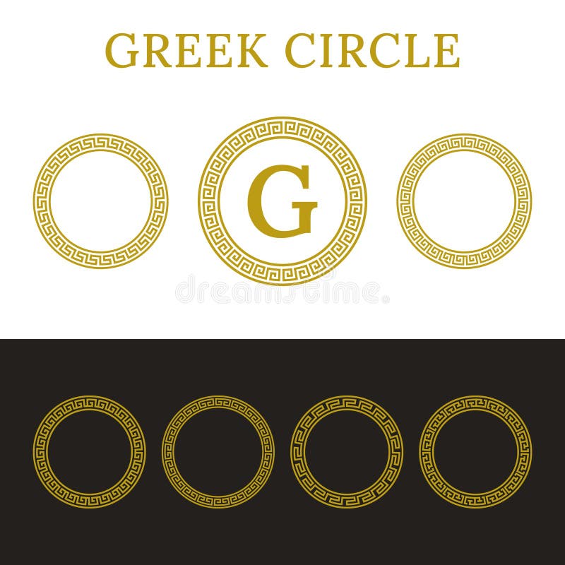 Set of Gold Ancient Greek Circle Seamless Pattern Stock Vector ...
