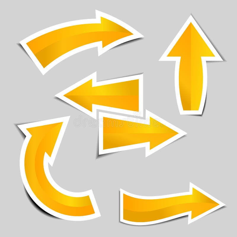 Set of Gold Arrow Stickers with Shadow Stock Illustration ...