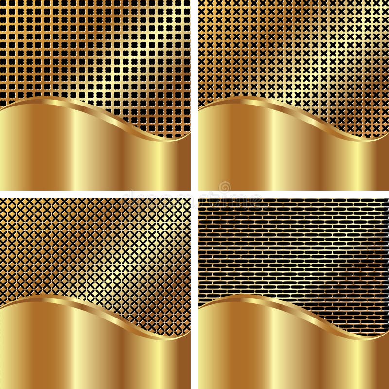 Set of Gold Realistic Metal Texture Seamless Gradient Square Vector ...