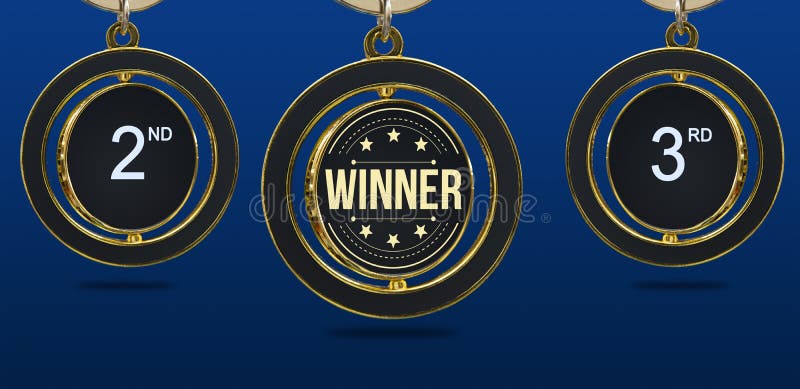 Set of Gold Badges Winner, 2nd and 3rd on Blue Banner Stock Photo ...