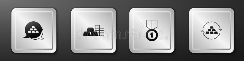 Set Gold Bars, Coin with Gold, Medal and Exchange Money Icon. Silver ...