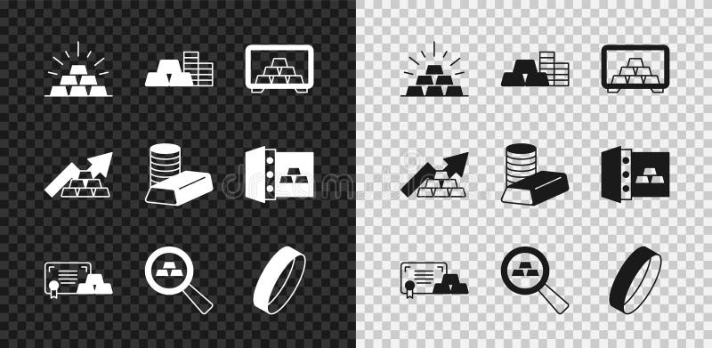 Set Gold Bars, Coin with Gold, Safe, Certificate, Ring, Growth Arrow ...