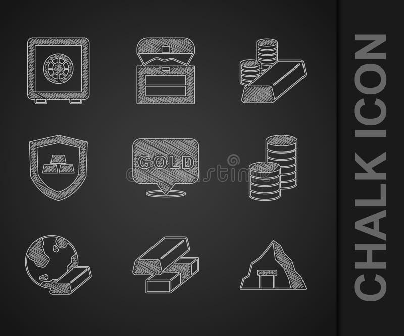 Set Gold Bars, Exchange Money, Mine, Coin, with Shield, Gold and Safe ...