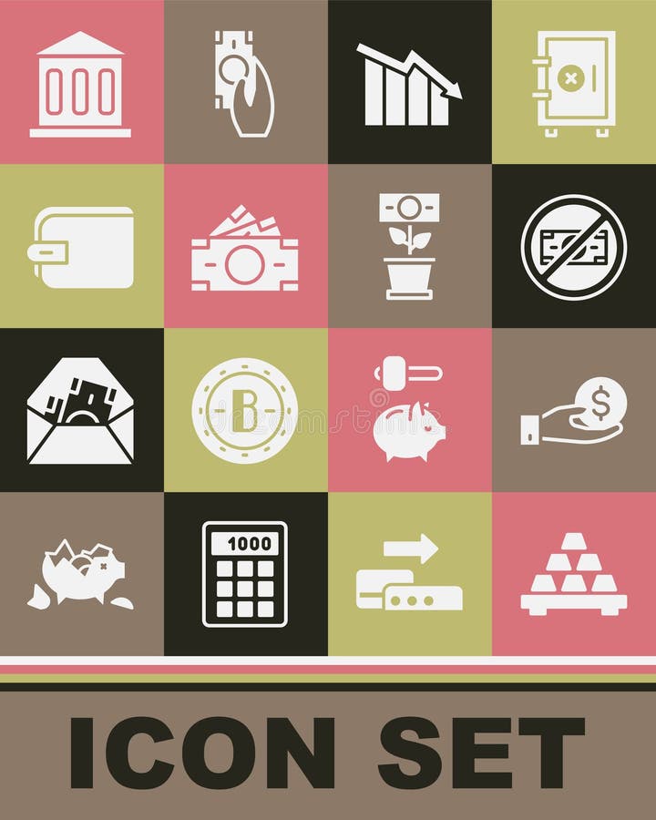 Set Gold Bars, Hand Giving Money, No, Financial Growth Decrease, Stacks Paper Cash, Wallet, Bank ...