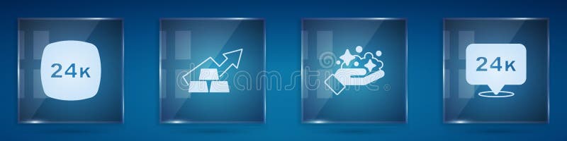 Set Gold Bars 24k, Growth Arrow with Gold, Mine and . Square Glass ...