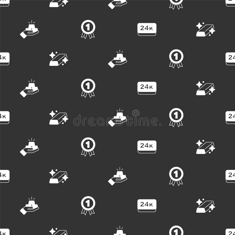 Set Gold Bars 24k, and Medal on Seamless Pattern. Vector Stock Vector ...