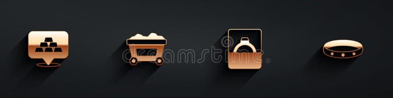 Set Gold Bars, Mine Cart with Gold, Diamond Engagement Ring Box and ...