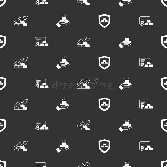 Set Gold Bars with Shield, Certificate, Growth Arrow Gold and on ...