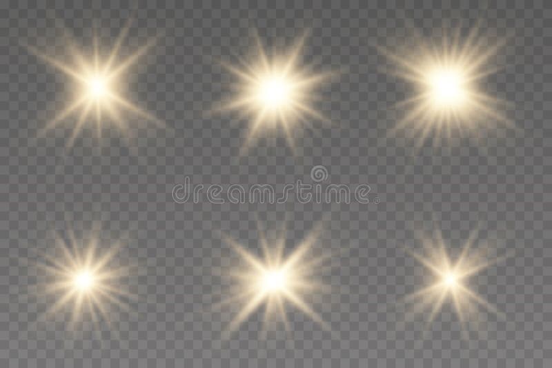 Set of Golden Light Effects Stock Vector - Illustration of flare, beam ...