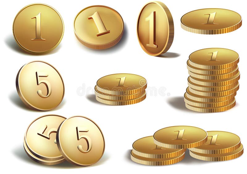 Set of Gold Coins stock vector. Illustration of element - 305528129