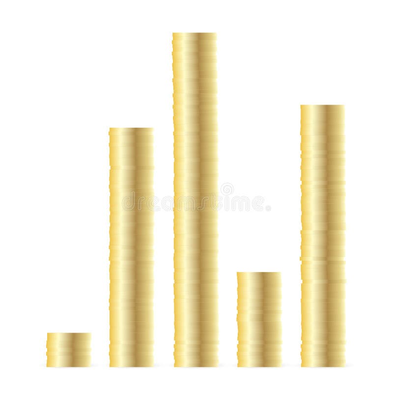 Set of Gold Coins in Stacks, Vector Illustration Stock Vector ...