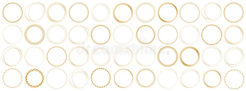 Set of Gold Colored Round Frames - Vector Design Elements Stock Vector ...