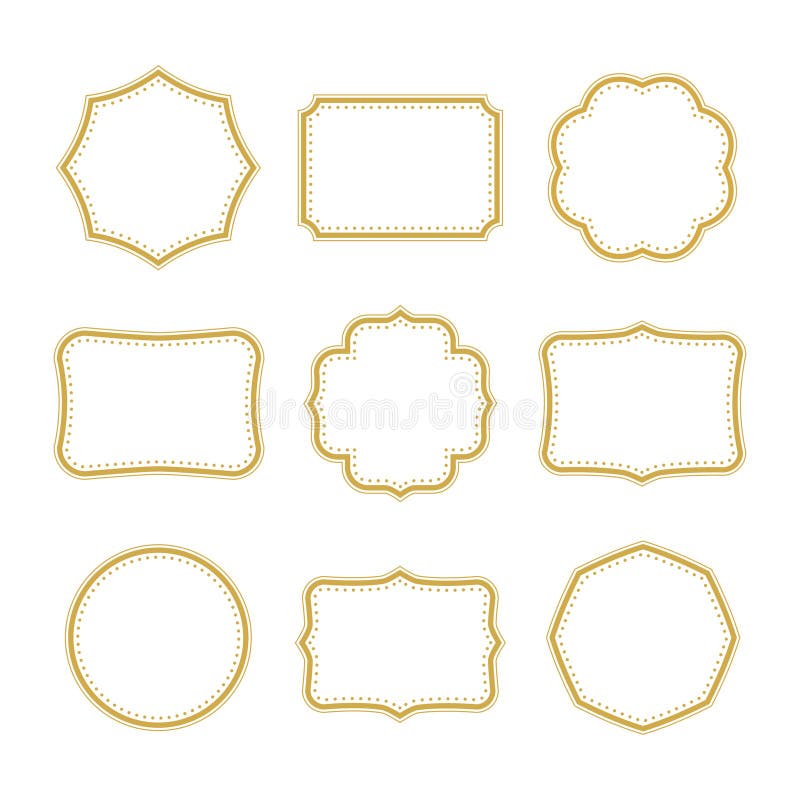 Set of Gold Decorative Frames. Design Elements Stock Vector ...